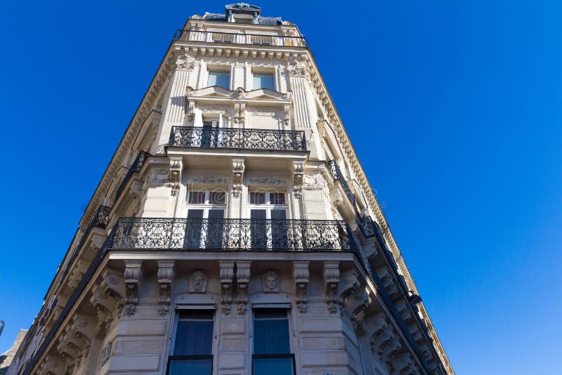 The Traditional Facade of Parisian Building, France. Stock Image ...