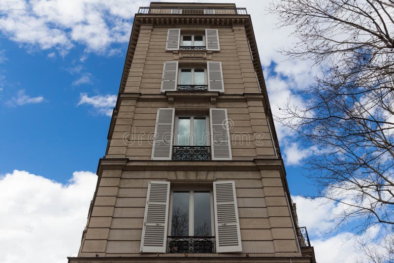The Traditional Facade of Parisian Building, France. Stock Photo ...