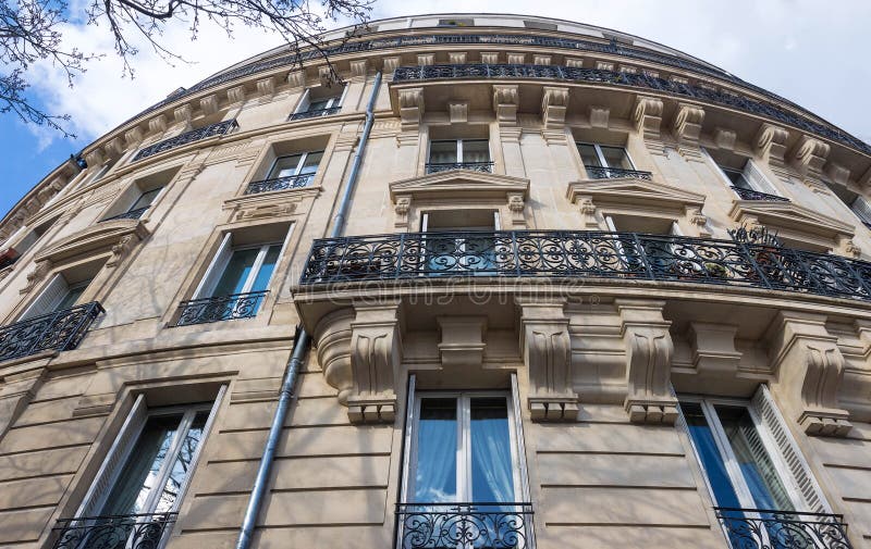 The Traditional Facade of Parisian Building, France. Stock Photo ...