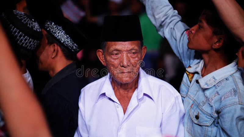 The Typical Face of an Old Javanese Muslim Man at a Religious Event ...