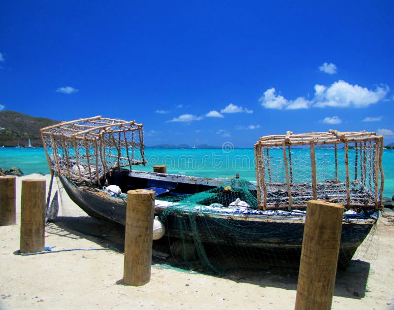 Typical Fishing Boat in Display on a Beach Stock Image - Image of ...