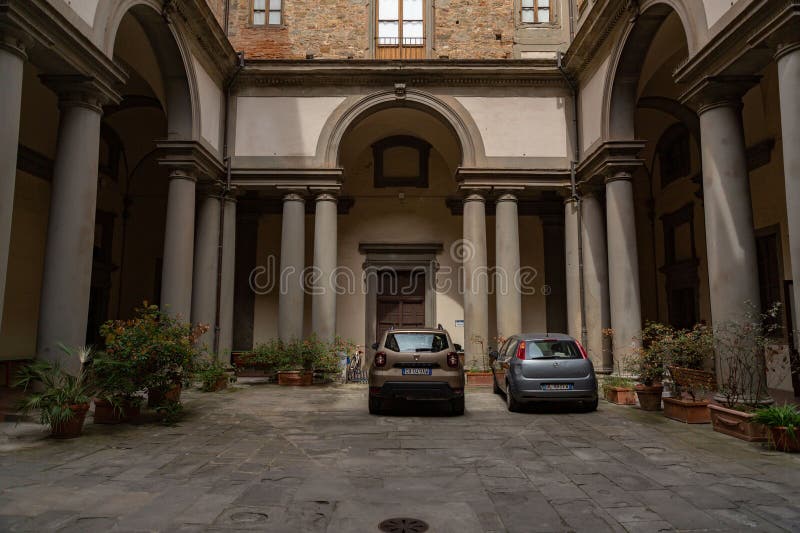Typical Florence Architectural Panorama of a Palazzo with Open Ceiling ...