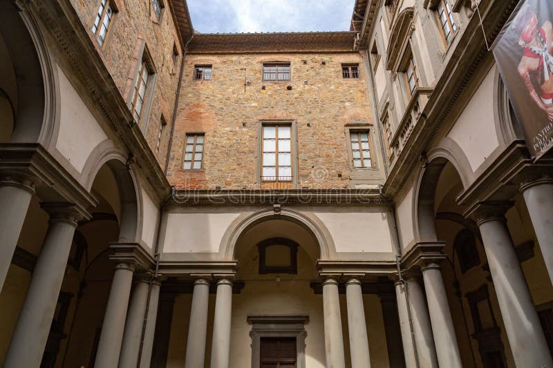 Typical Florence Architectural Panorama of a Palazzo with Open Ceiling ...