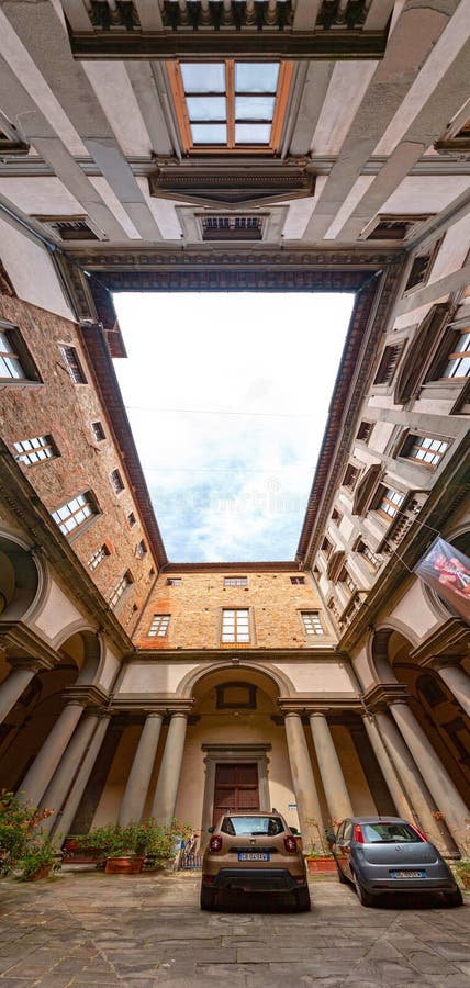 Typical Florence Architectural Panorama of a Palazzo with Open Ceiling ...