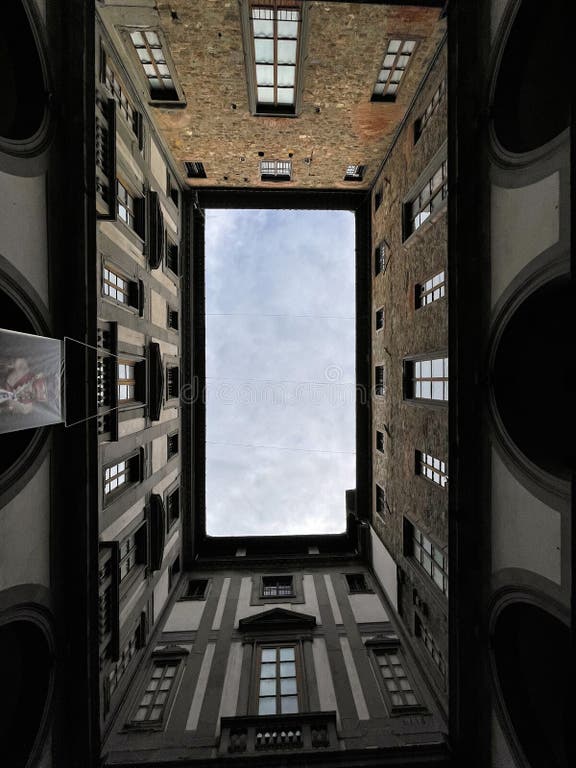 Typical Florence Architectural Panorama of a Palazzo with Open Ceiling ...