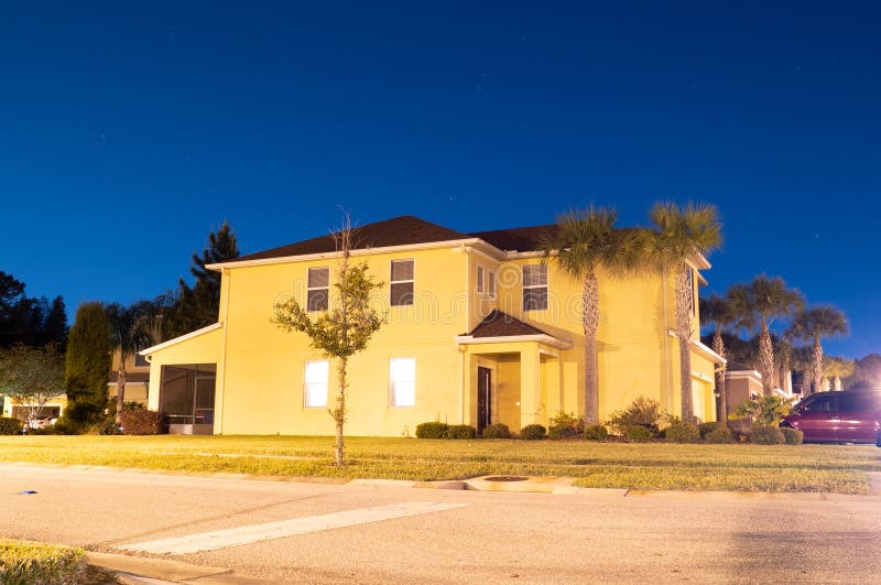 A typical Florida house stock image. Image of night - 143868043