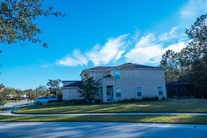 A typical Florida house stock photo. Image of grassland - 205932192