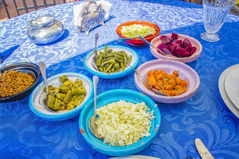Typical Food in Marrakesh, Morocco. it is an Appetizer with Beans ...