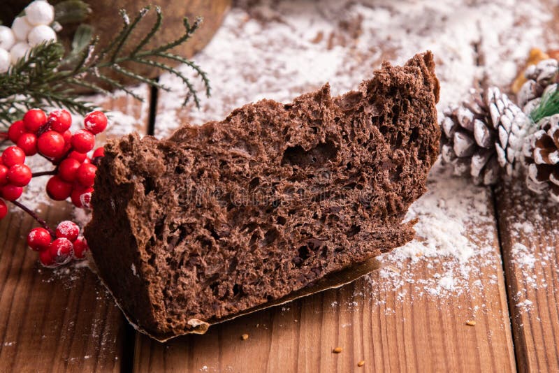 Typical Fresh Chocolate Panettone Stock Image - Image of portion ...