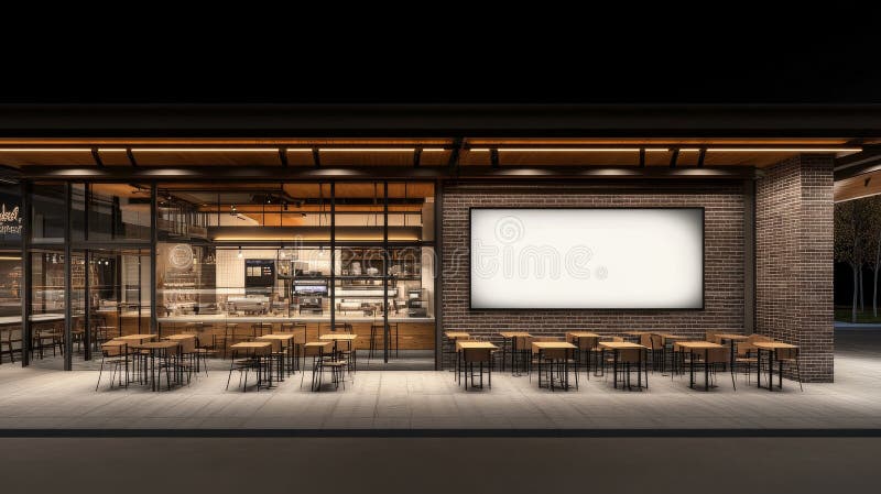 Typical Front View of Cafe Shops and Restaurants with Brick Frames on ...