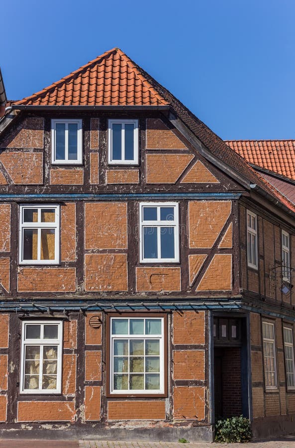 Typical German Half Timbered House in Hanseatic City Stade Stock Photo ...
