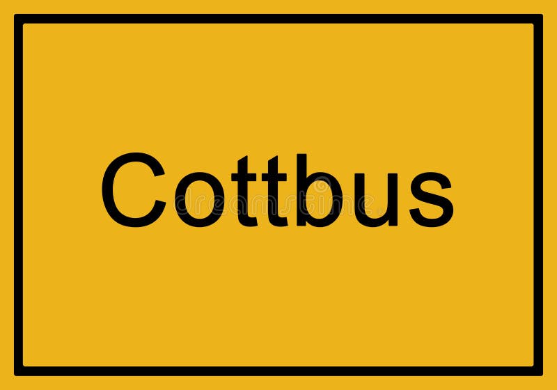 Typical German Yellow City Sign Cottbus Stock Illustration ...