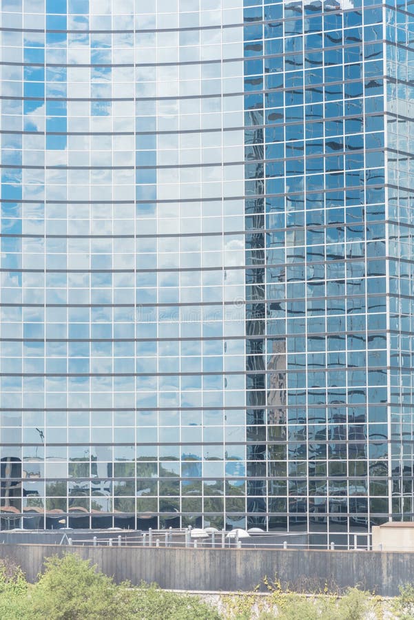 Modern Building Exterior with Glass Windows Reflection and Trees Stock ...