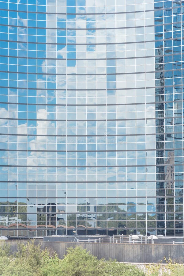 Modern Building Exterior with Glass Windows Reflection and Trees Stock ...