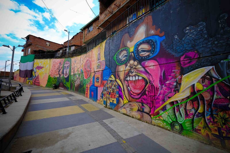 Typical Graffiti in Comuna 13, Medellin Editorial Photography - Image ...