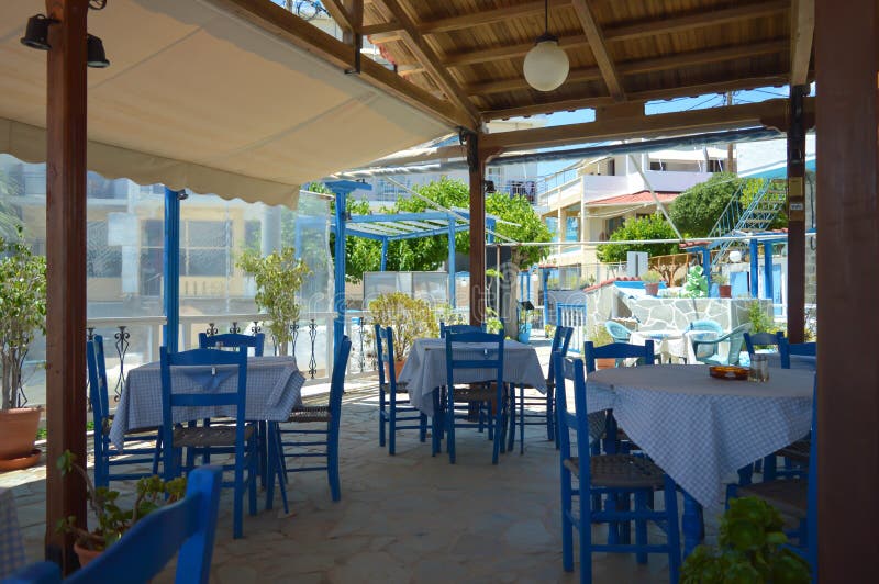 Typical Greek cafe stock photo. Image of travel, greece - 117026744