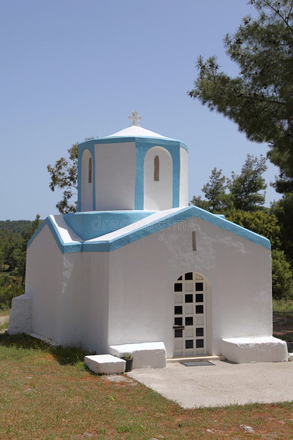 The Greek Chapel is Located at the Top of the Mountain Stock Photo ...