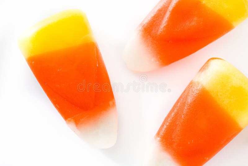 Typical Halloween Candy Corn Isolated on White Background. Top View ...
