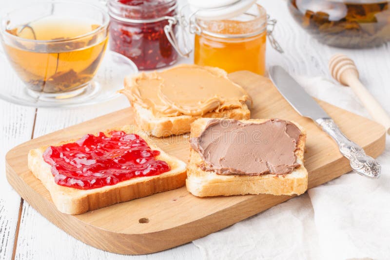 Typical High-calorie Breakfast with Toast Stock Image - Image of ...