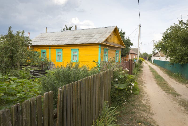 Typical Home in the East of Belarus Stock Image - Image of yellow ...