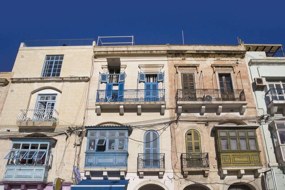 Typical House in Downtown in Msida, Malta Stock Image - Image of ...