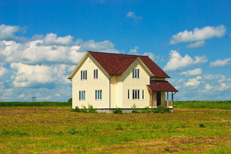 Lonely House in the Open Field Stock Photo - Image of cottage, church ...