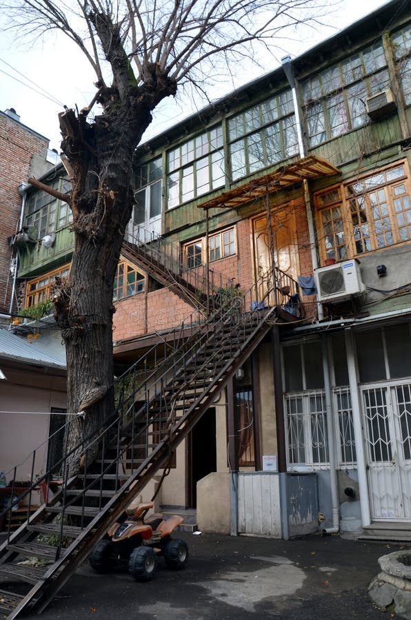 Typical Inner Yard in Tbilisi Editorial Image - Image of traditional ...