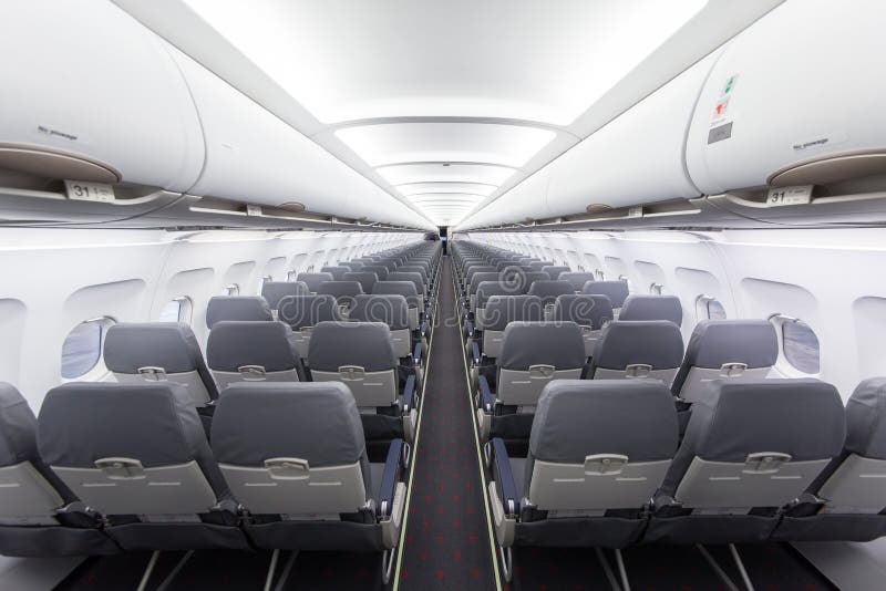 Typical Interior of Commercial Passenger Airplane Stock Photo - Image ...