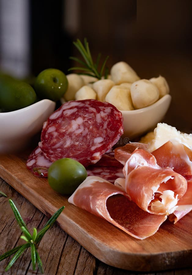 Italian Antipasto Platter with Cold Cuts and Cheeses Stock Photo ...