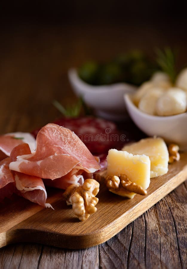 Antipasto Platter with Cold Cuts and Cheeses Stock Photo - Image of ...