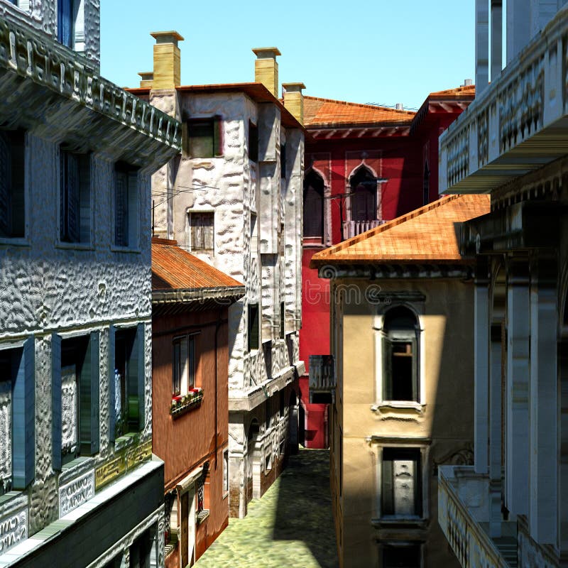 Typical Italian City, 3d Illustration Stock Illustration - Illustration ...
