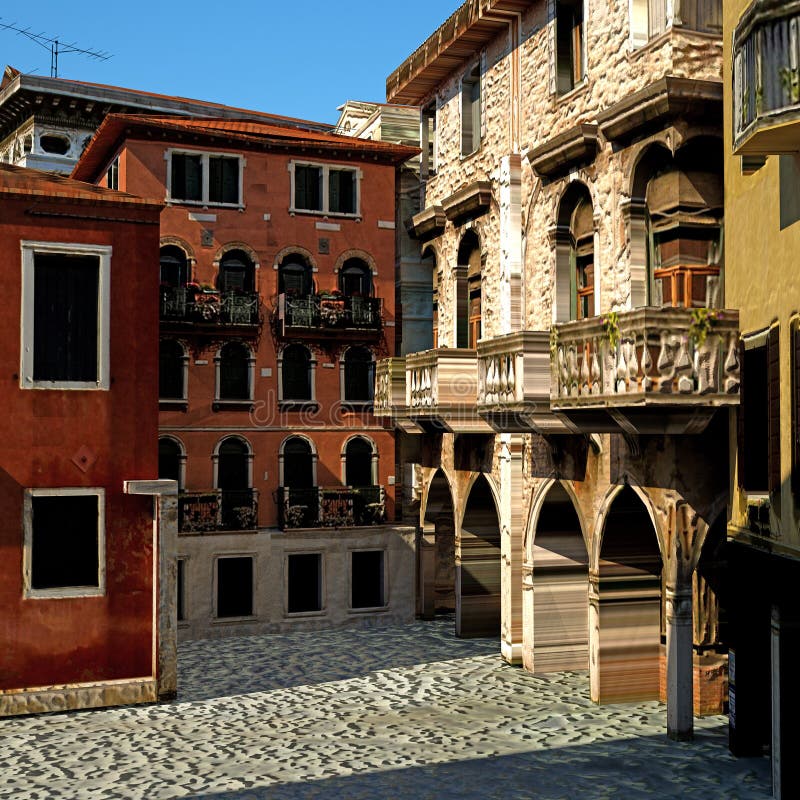 Typical Italian City, 3d Illustration Stock Image - Image of outdoor ...