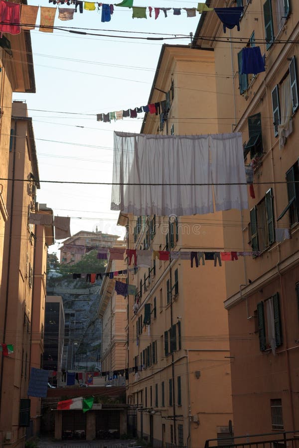 Typical Italian Clothes Lines with Laundry in Genoa Editorial Photo ...