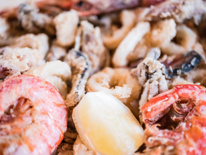 Typical Italian Dish, Mixed Fried Fresh Fish with Squid Rings, Sardines ...