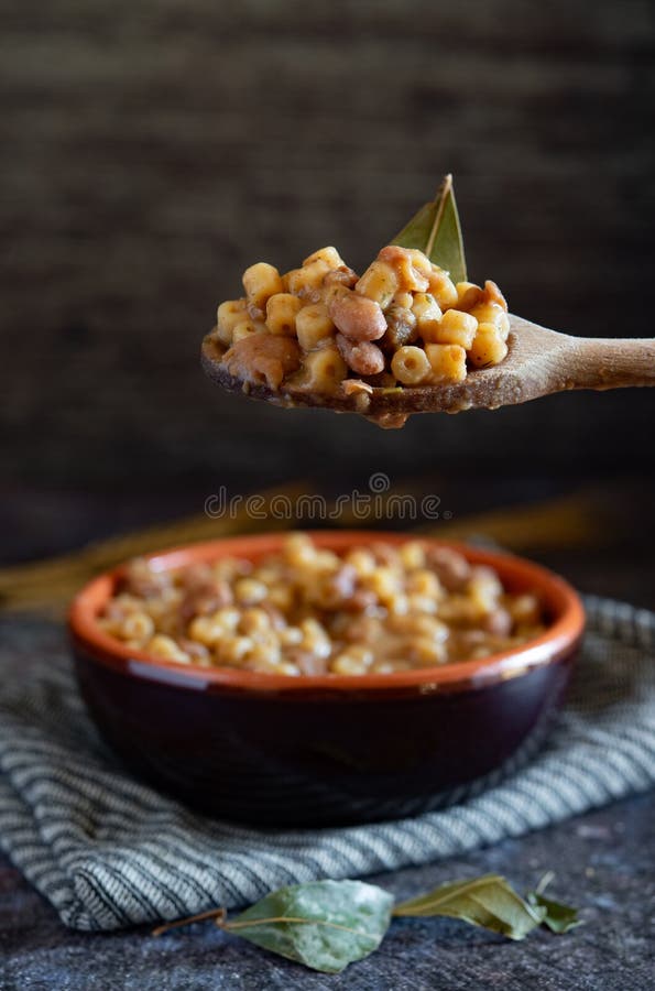 Typical Italian Dish of Pasta and Red Beans Stock Image - Image of ...