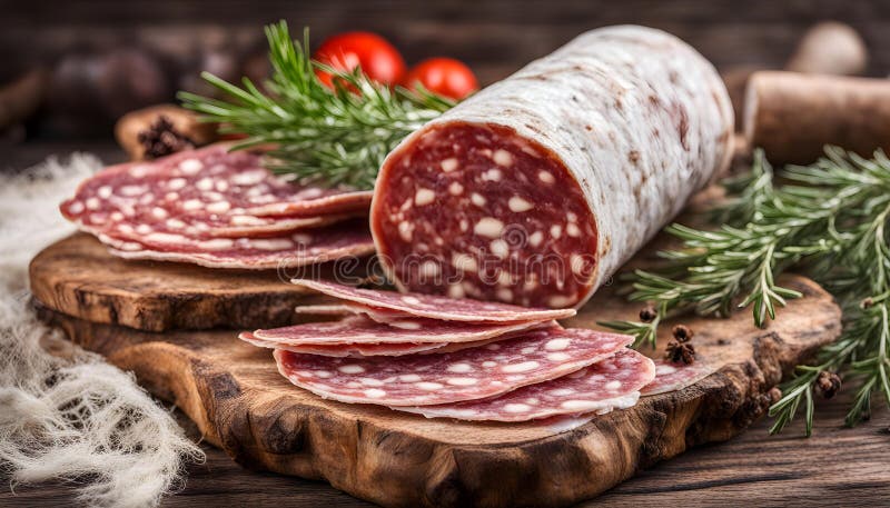 Typical Italian Salami Seasoned with Spices and Herbs Stock ...