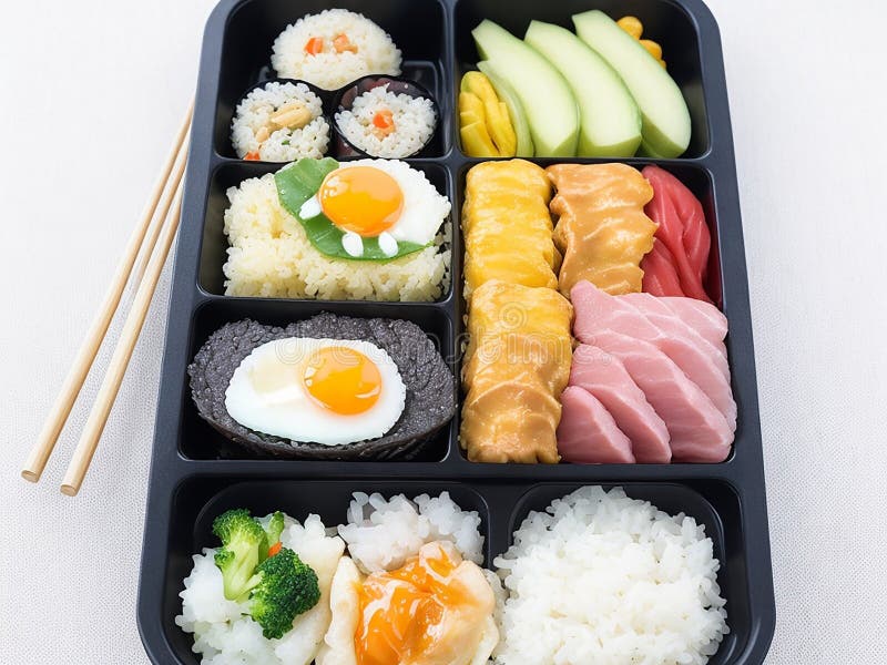 Typical Japanese Bento with Various Fillings Stock Illustration ...
