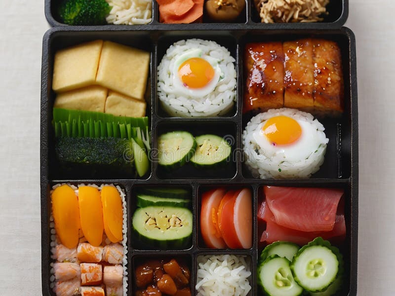 Typical Japanese Bento with Various Fillings Stock Illustration ...