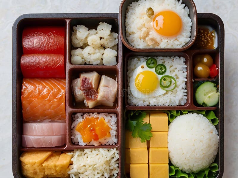 Typical Japanese Bento with Various Fillings Stock Illustration ...