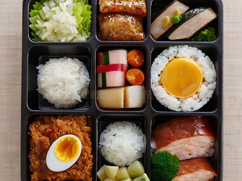 Typical Japanese Bento with Various Fillings Stock Illustration ...