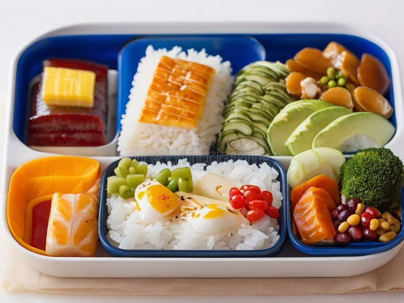 Typical Japanese Bento with Various Fillings Stock Illustration ...
