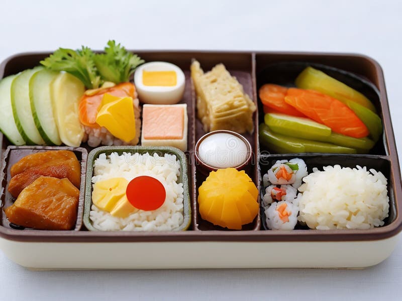 Typical Japanese Bento with Various Fillings Stock Illustration ...