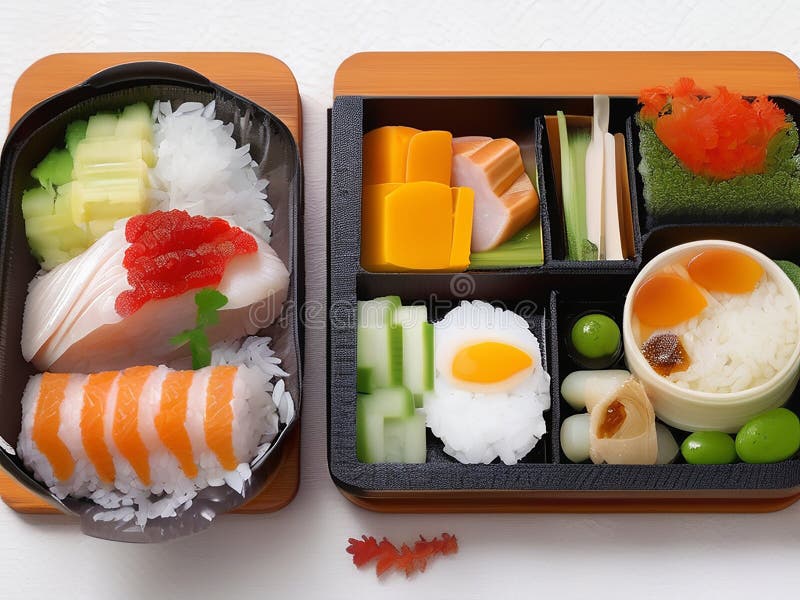Typical Japanese Bento with Various Fillings Stock Illustration ...