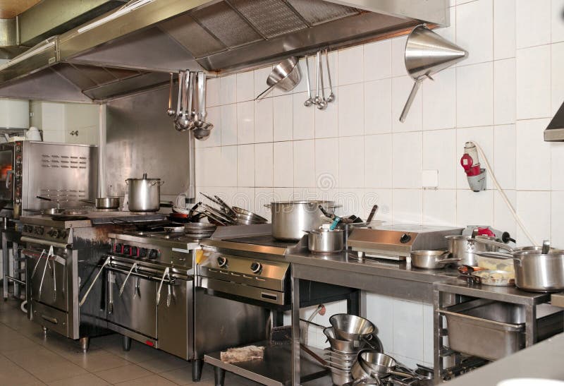 Typical Kitchen of a Restaurant Stock Image - Image of cooking ...