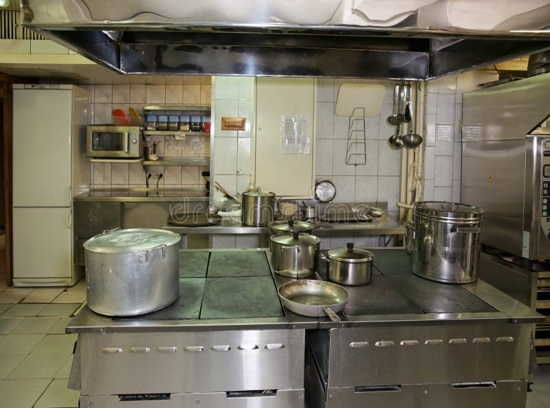 Typical Kitchen of a Restaurant Stock Photo - Image of industrial ...