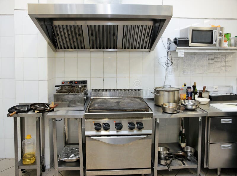 Typical Kitchen of a Restaurant Stock Photo - Image of industrial ...