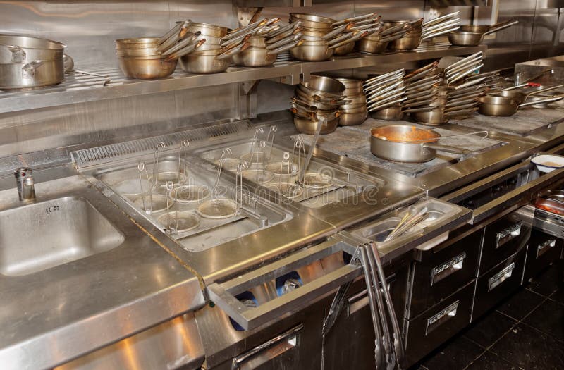 Typical Kitchen of a Restaurant Stock Photo - Image of steel, catering ...