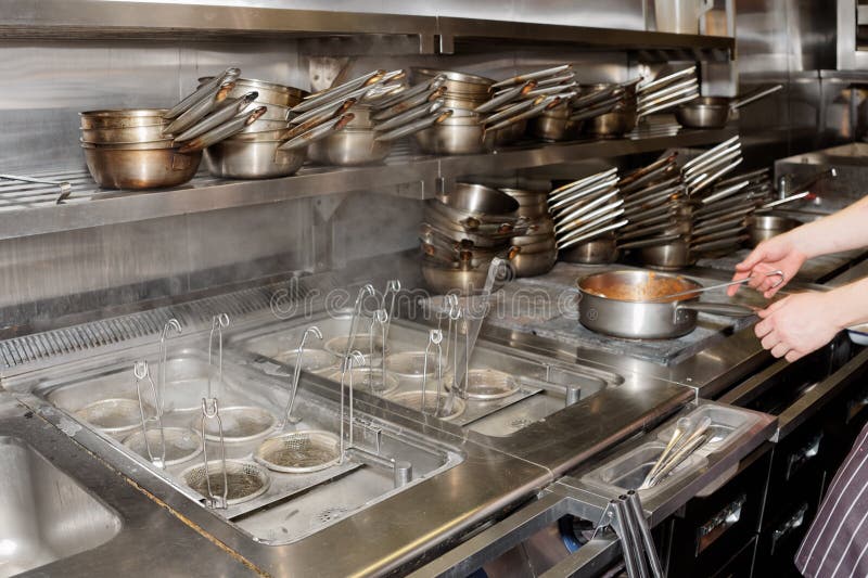 Typical Kitchen of a Restaurant Stock Image - Image of working ...