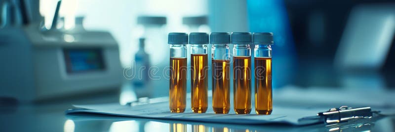 Typical Laboratory Test Tubes with Yellow Liquid. Stock Photo - Image ...