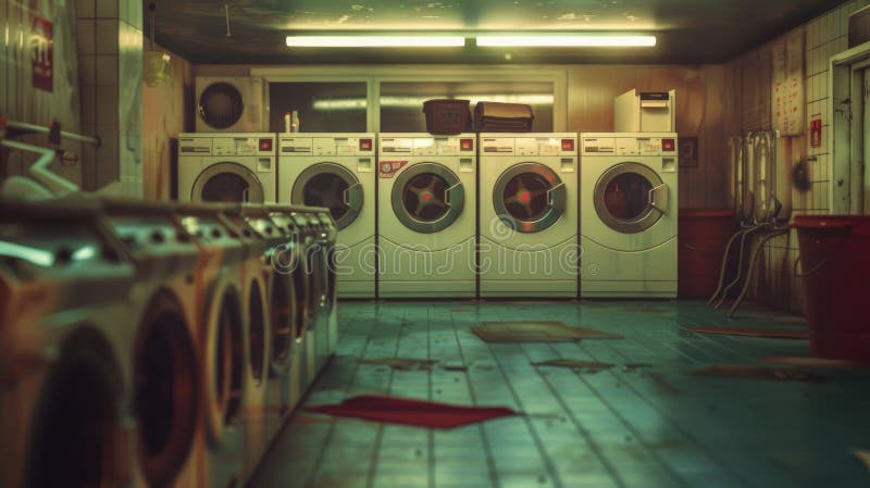 A Typical Laundry Room with Multiple Washing Machines and a Clean Floor ...